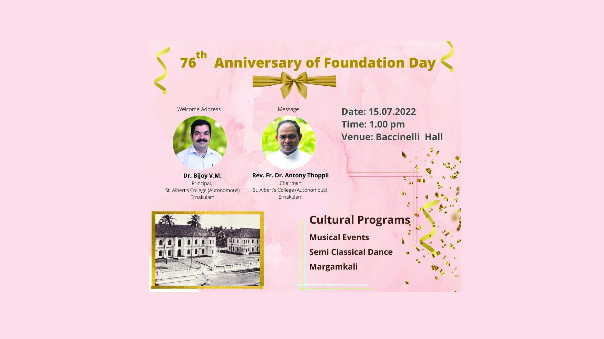 Anniversary of Foundation Day - St. Albert's College (Autonomous ...